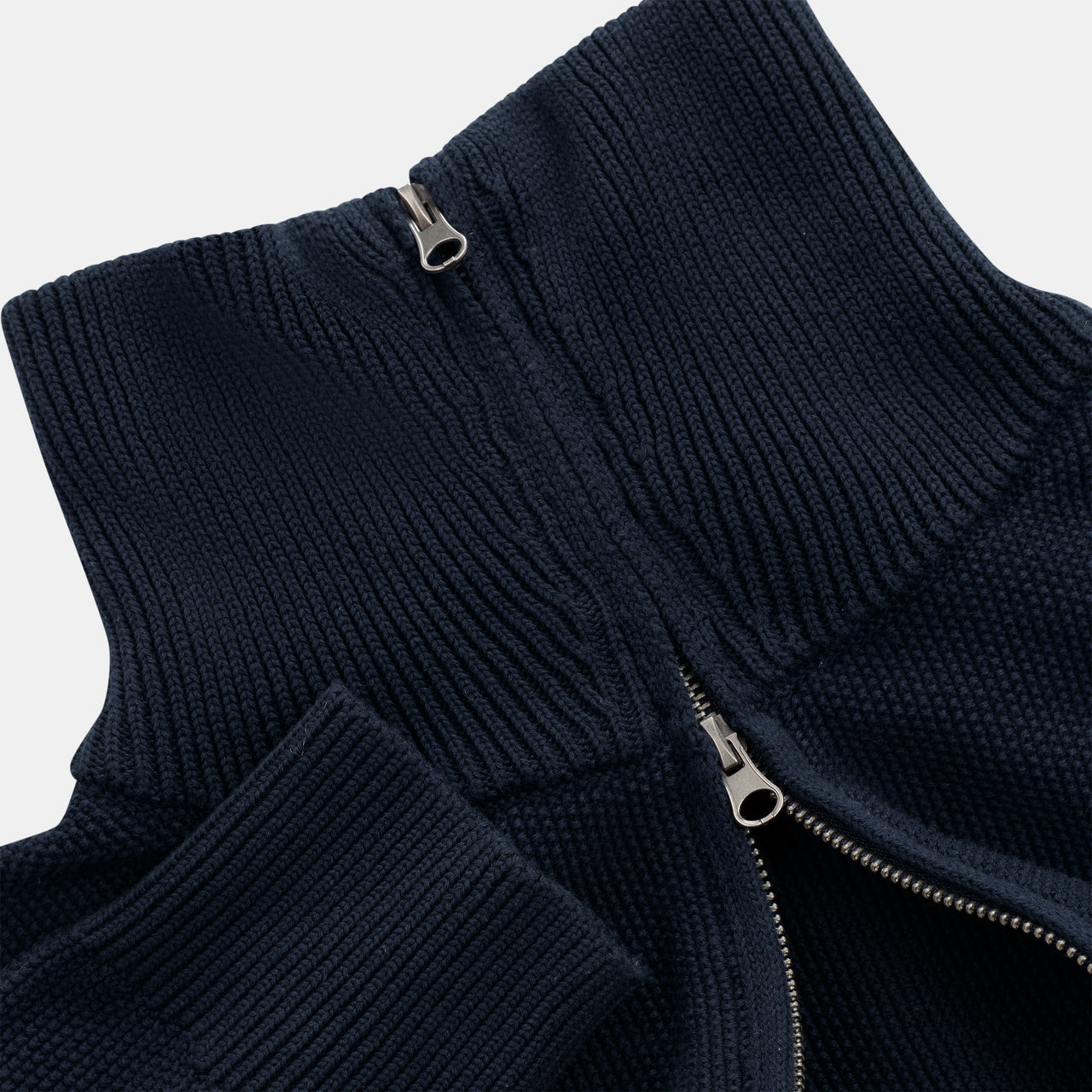 Essentials Tight Knitted Zip-Up - Navy – Suspicious Antwerp