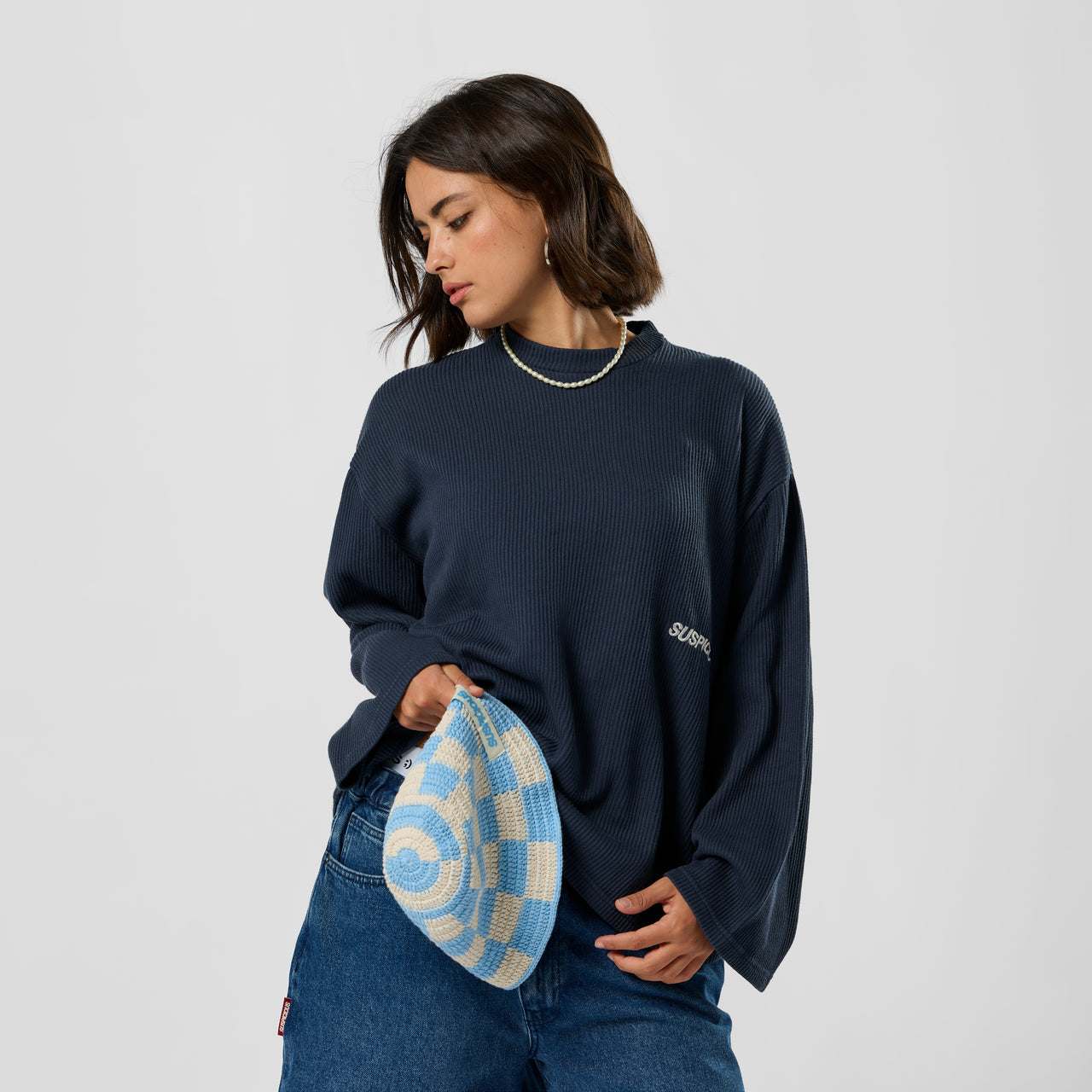 Essentials Waffle Longsleeve - Nightfall – Suspicious Antwerp