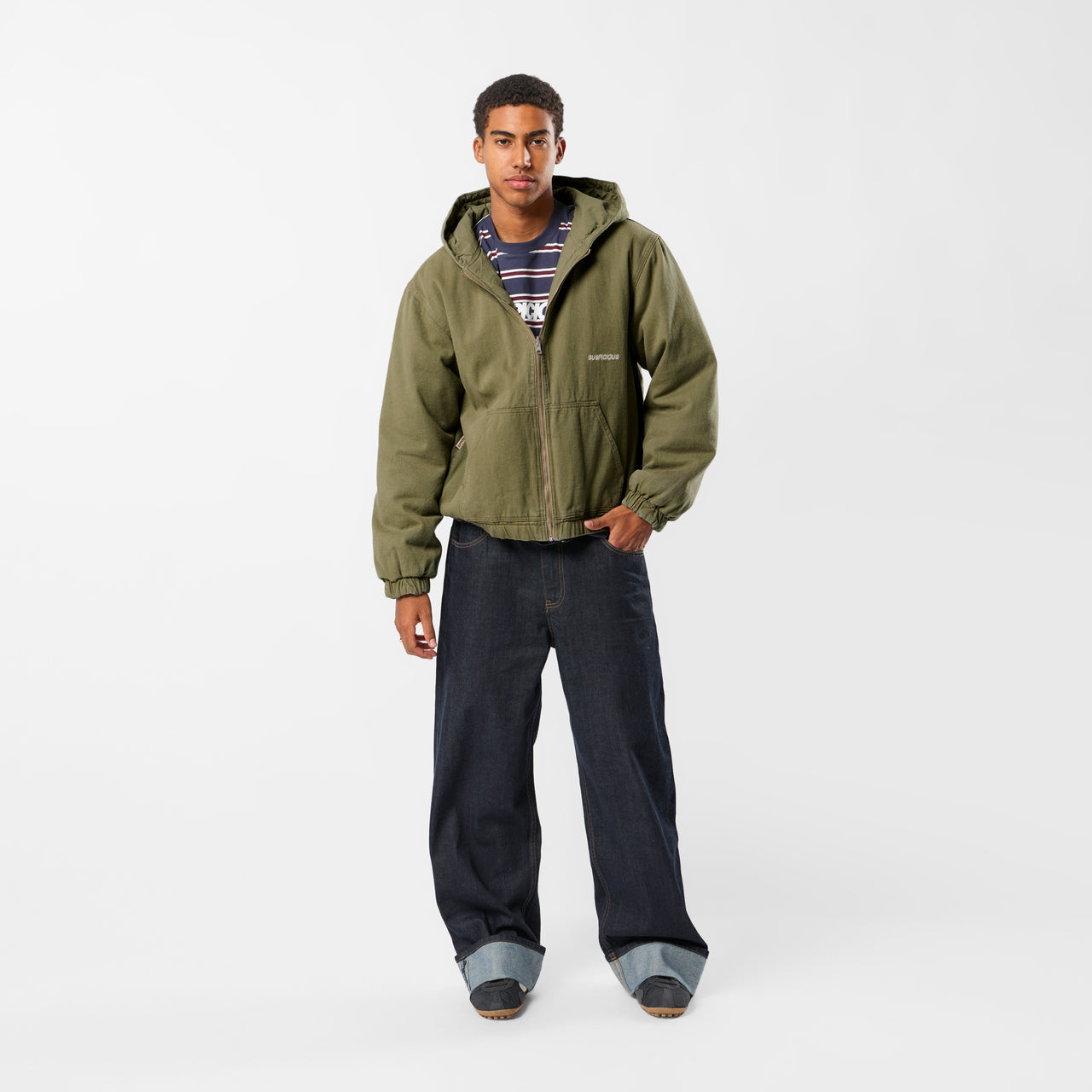 Reversible Canvas Hooded Jacket - Lichen Green – Suspicious Antwerp